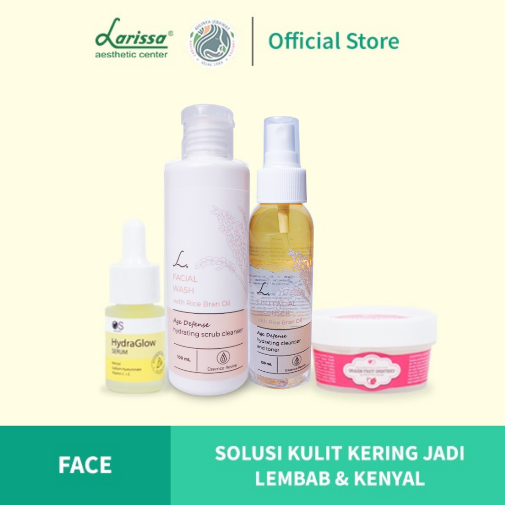Jual Larissa Paket Kulit Kering jadi Kenyal dan Lembab (Wash Rice Bran ...