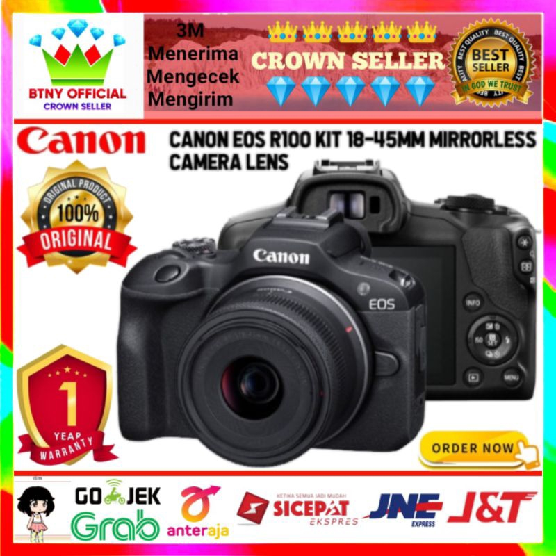 Jual Canon EOS R100 Kit Lensa 18-45mm IS STM Camera Mirrorless R 100 18 ...