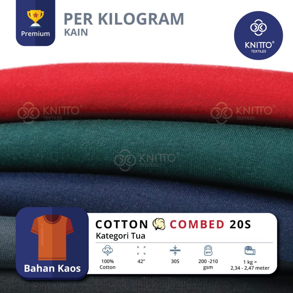 Jual KAIN COTTON COMBED 20S KATEGORI WARNA TUA ( BAHAN KAOS ) - KNITTO ...