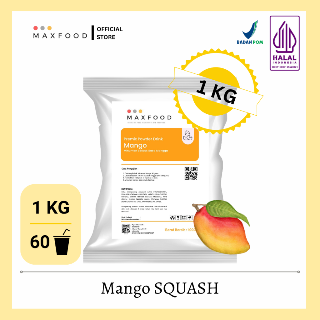 Jual MAXFOOD - Mango Squash Powder / Bubuk Minuman Squash Rasa Mangga 1 ...