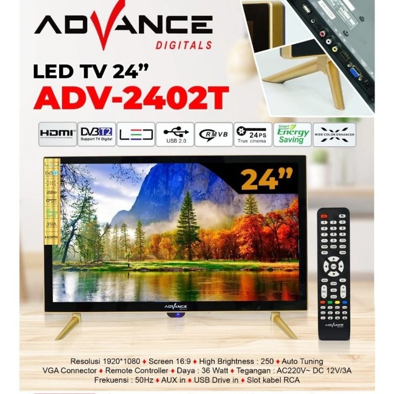 Jual TV Digital Advance 24 ADV-2401T ADV-220IT Inchi Digital DVB T2 X ...