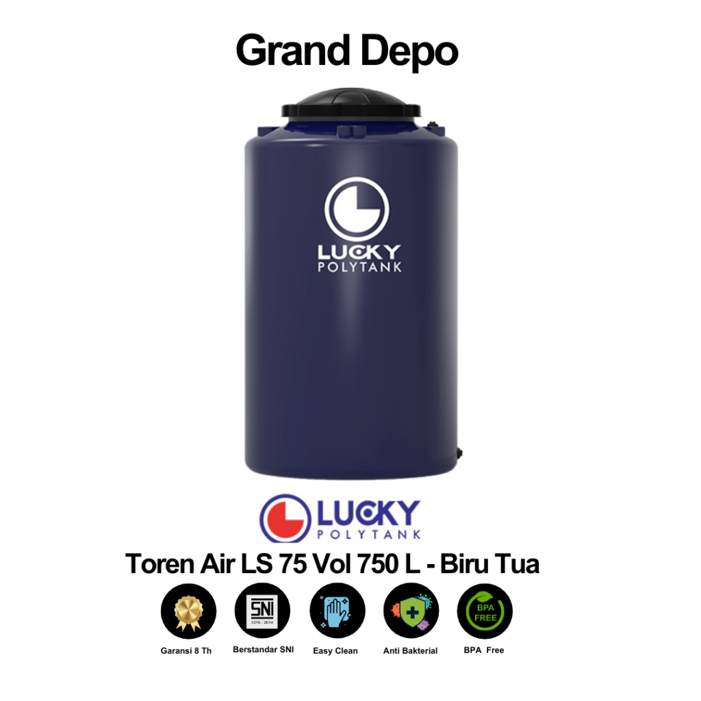 Jual Lucky Tandon Air / Toren Air 750 Liter LS 75 Biru Tua | Shopee ...