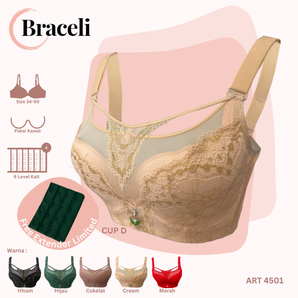 Jual Bra Pengencang Lemak Jumbo Kawat Braceli Art 4501 + Free Extender (Limited!!) | Shopee ...