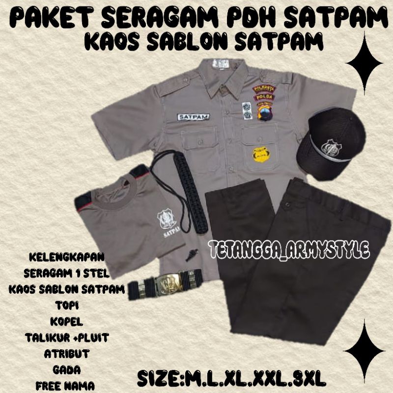 Jual PAKET SERAGAM PDH SATPAM TERBARU LENGKAP/seragam satpam tangan pendek/baju satpam | Shopee ...