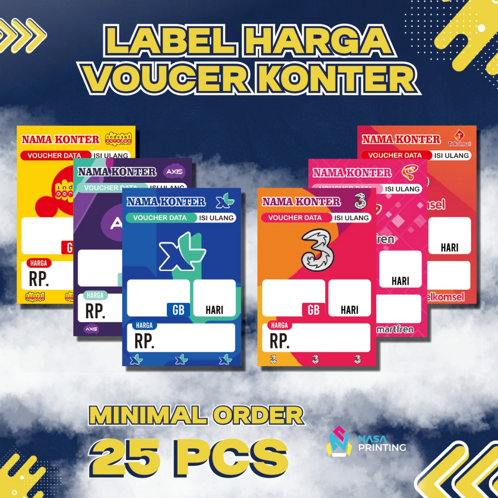 Jual Label Harga Voucher Konter/ Display Etalase Konter / Model Potret ...