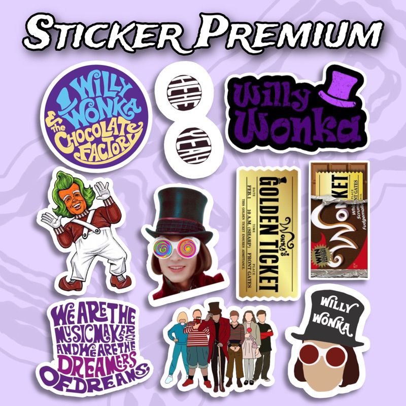 Jual Sticker Willy Wonka Chocolate Factory Pack Isi 10 Pcs Waterproof ...