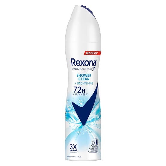 Jual Rexona Women Antiperspirant Shower Clean + Brightening Deodorant Spray (135mL) | Shopee ...