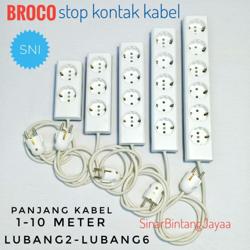 Jual BROCO Kabel Extension Stop Kontak Lubang 2-6 kabel 1Meter ...