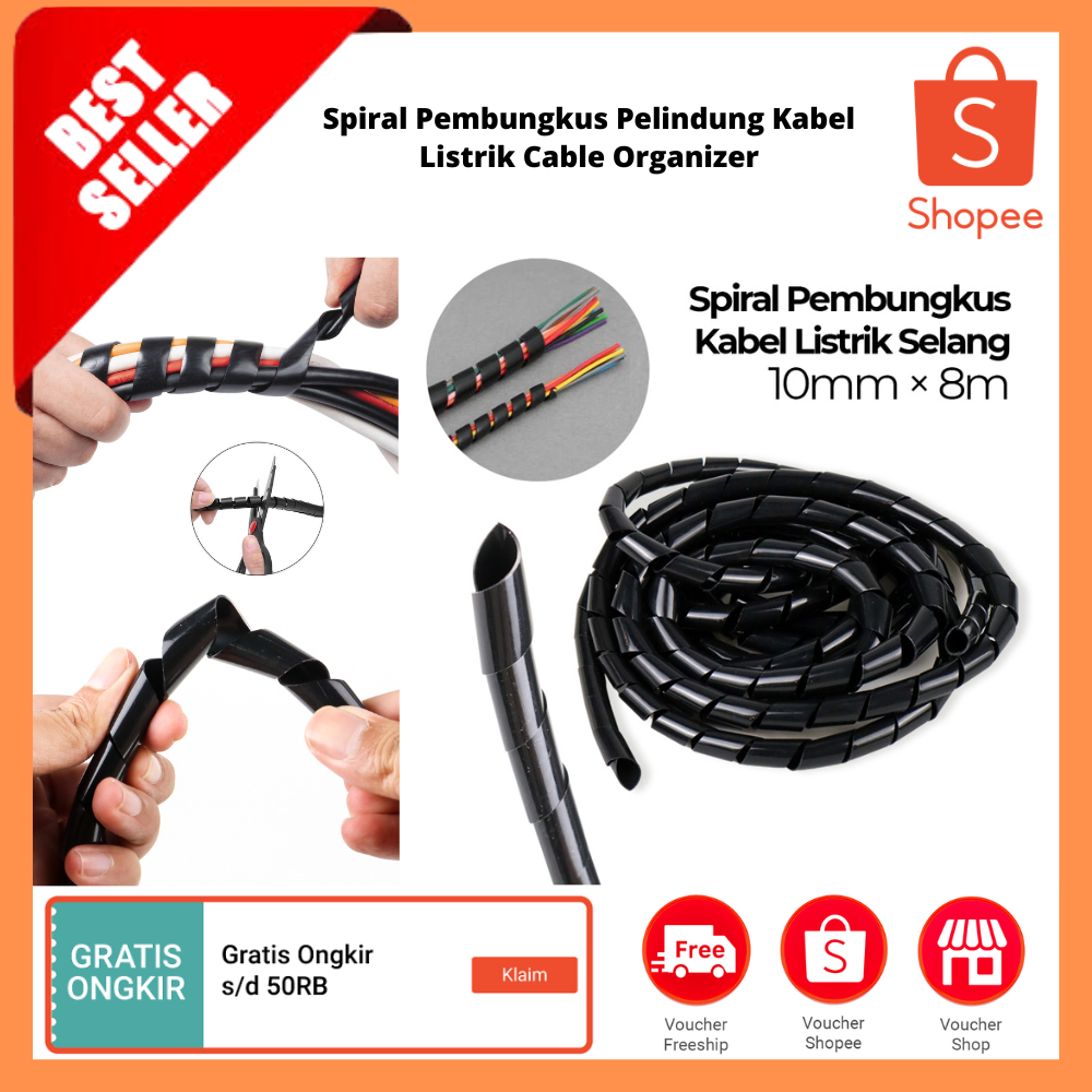 Jual Spiral Pembungkus Pelindung Kabel Listrik Cable Organizer / Spiral ...