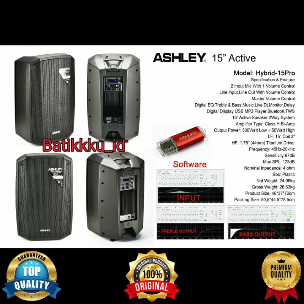 Jual Speaker Aktif ASHLEY HYBRID 15PRO HYBRID 15 PRO ORIGINAL 15 INCH 500 WATT | Shopee Indonesia