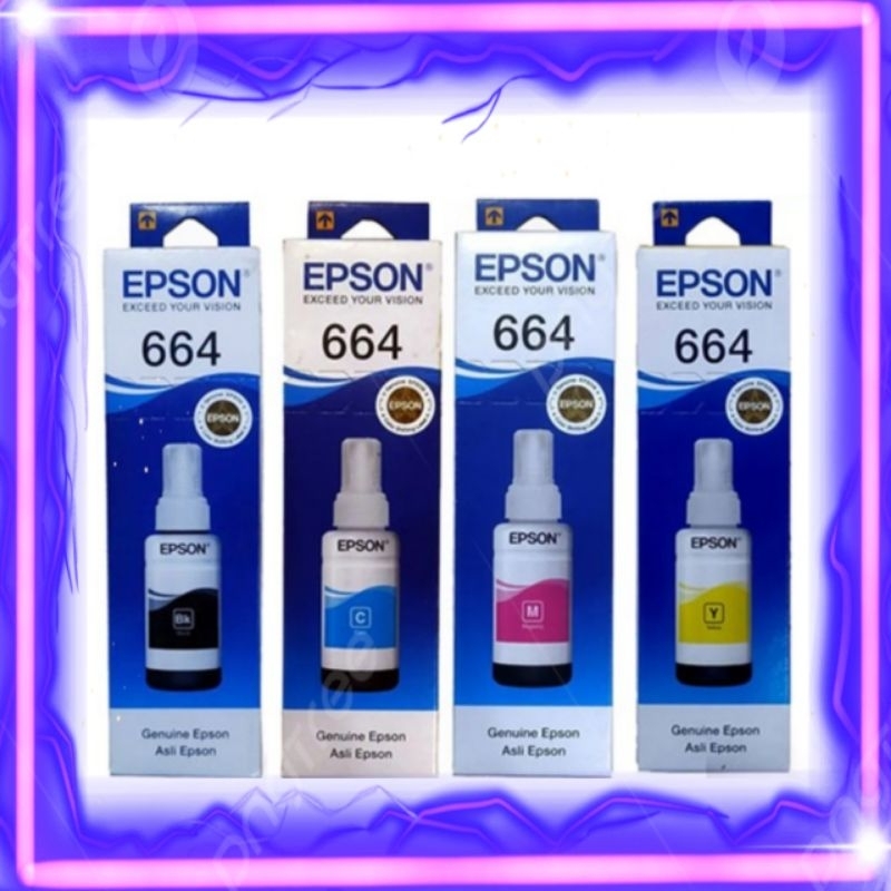 Jual Tinta Epson 664 Original Black Cyan Magenta Yellow | Shopee Indonesia