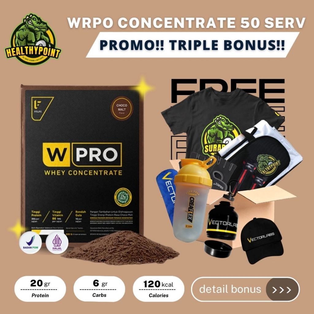 Jual Fitlife Wpro Concentrate 50 Serving Fitlife Whey Protein 1500 Gram ...