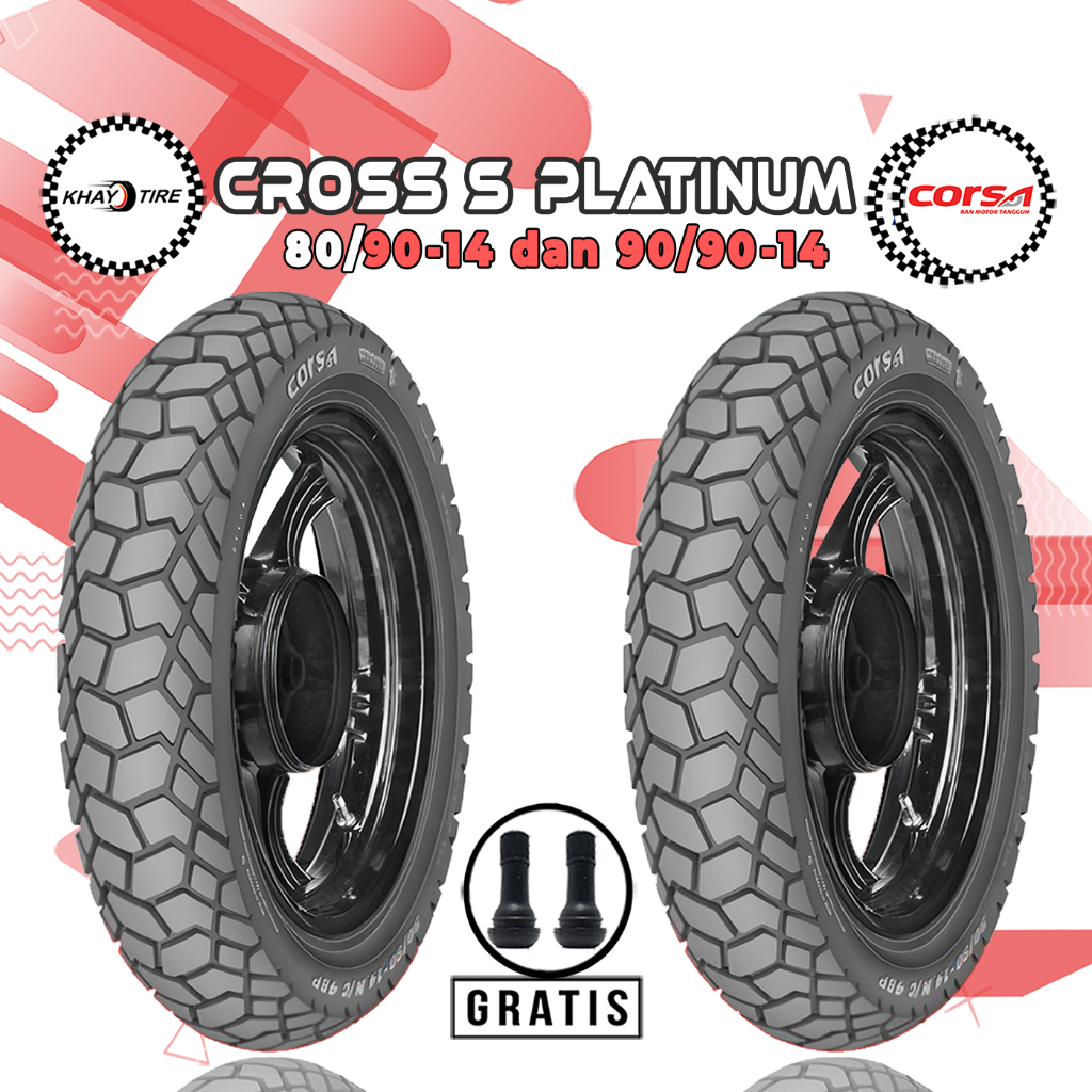 Jual Paket Ban Touring Motor Matic CORSA CROSS S PLATINUM 80/90-14 + 90 ...
