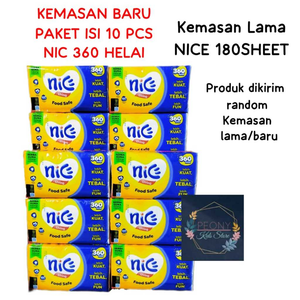 Jual PAKET TISSUE NICE 360 HELAI ISI 10 PACK/tisu wajah serbaguna nice ...