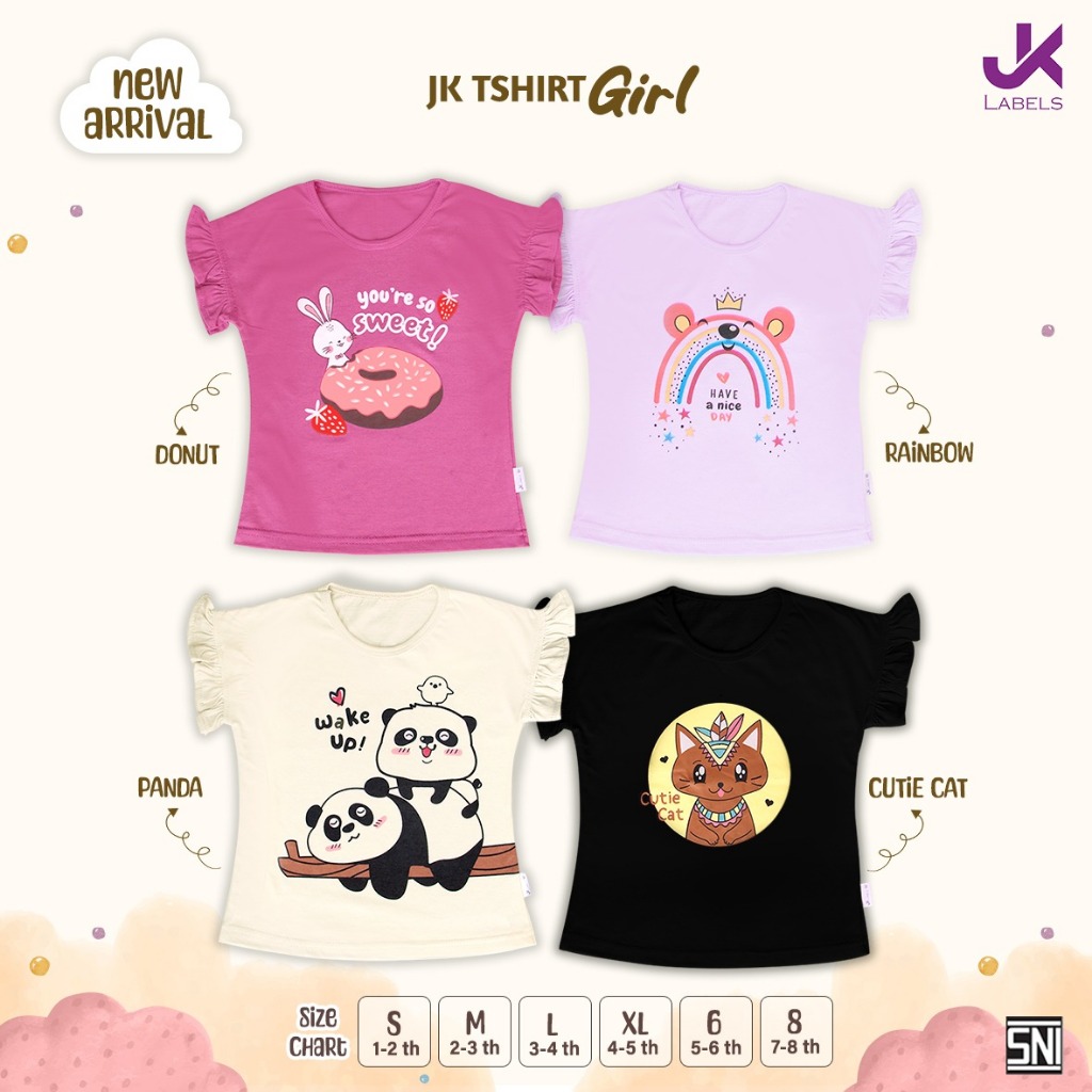 Jual JK LABELS - Tshirt Motif Girl - New Edition (1 - 8 Tahun) | Shopee ...