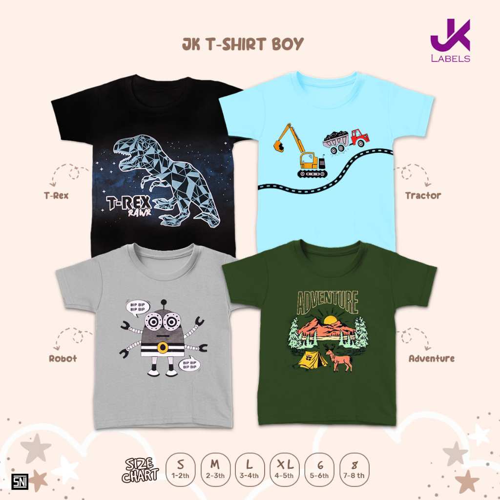 Jual JK LABELS - Tshirt Motif Boy - New Edition (1 - 8 Tahun) | Shopee ...