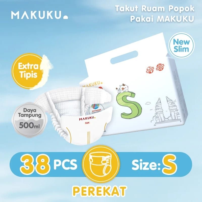 Jual MAKUKU - SAP DIAPERS SLIM PEREKAT S38 | Shopee Indonesia