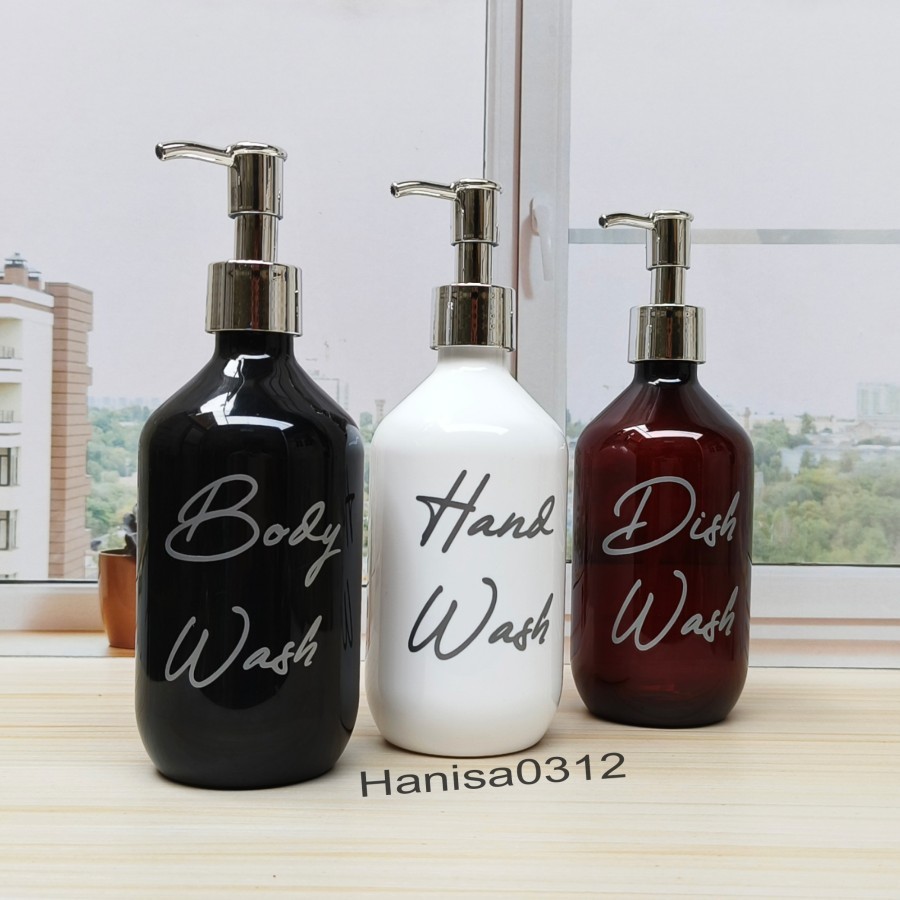 Jual Botol Refill Sabun Aesthetic 300ml Warna Hitam Putih Coklat Luxury ...