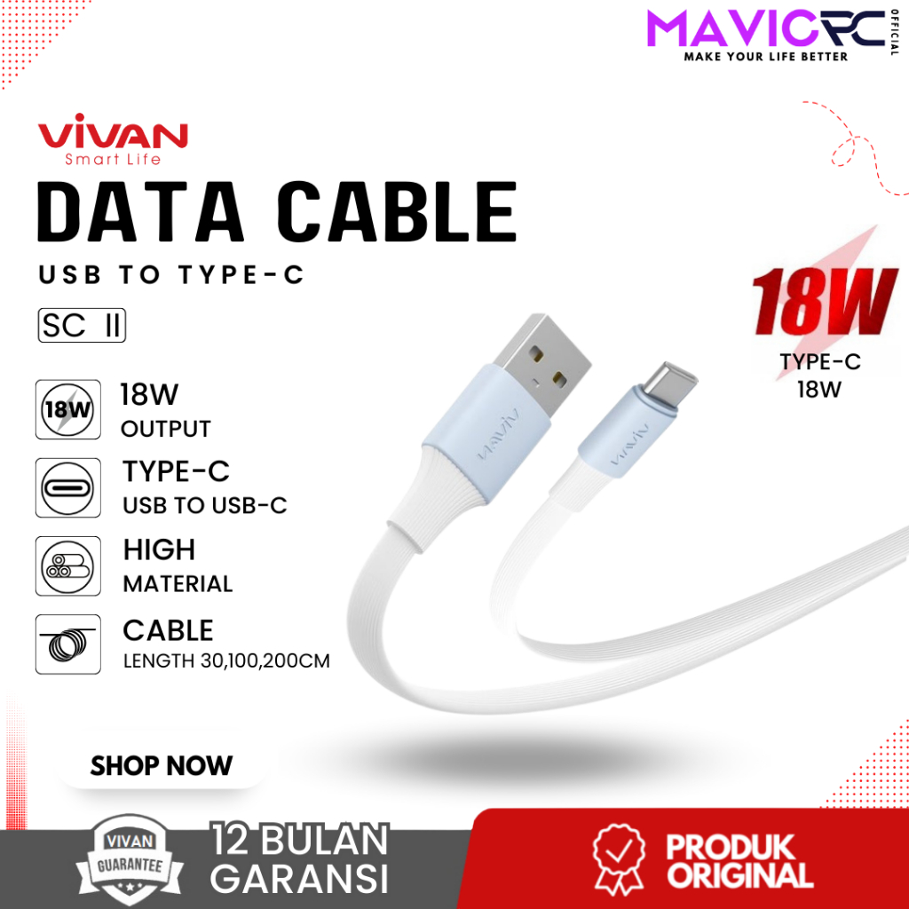 Jual VIVAN SC30 II SC100 II SC200 II Kabel Data Type C Fast Charging ...