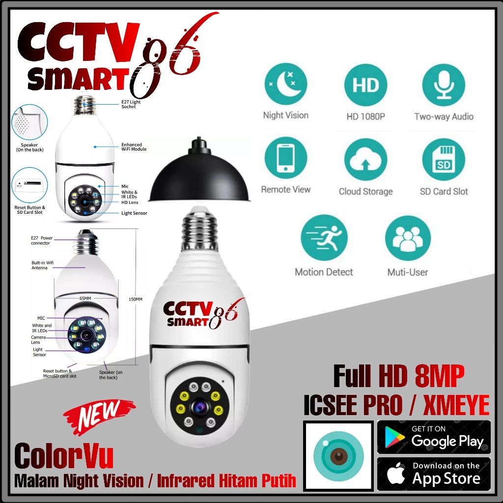 Jual IP Camera CCTV Outdoor ICSEE ColorVu 8MP 1080P Full HD CCTV PTZ ...