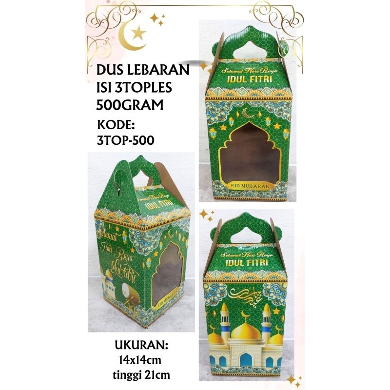 Jual Dus 3 toples 500gr Lebaran Box Kuker cookies kokoh hardtop idul ...