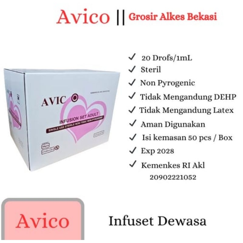 Jual Infuset Dewasa Avico Selang Infus Per Box isi 50 pcs Harga/Box ...
