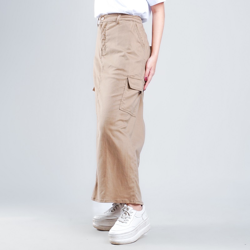 Jual Rok Cargo Katun Panjang Twill Wanita Pinggang Karet Fit Bb 75 kg ...