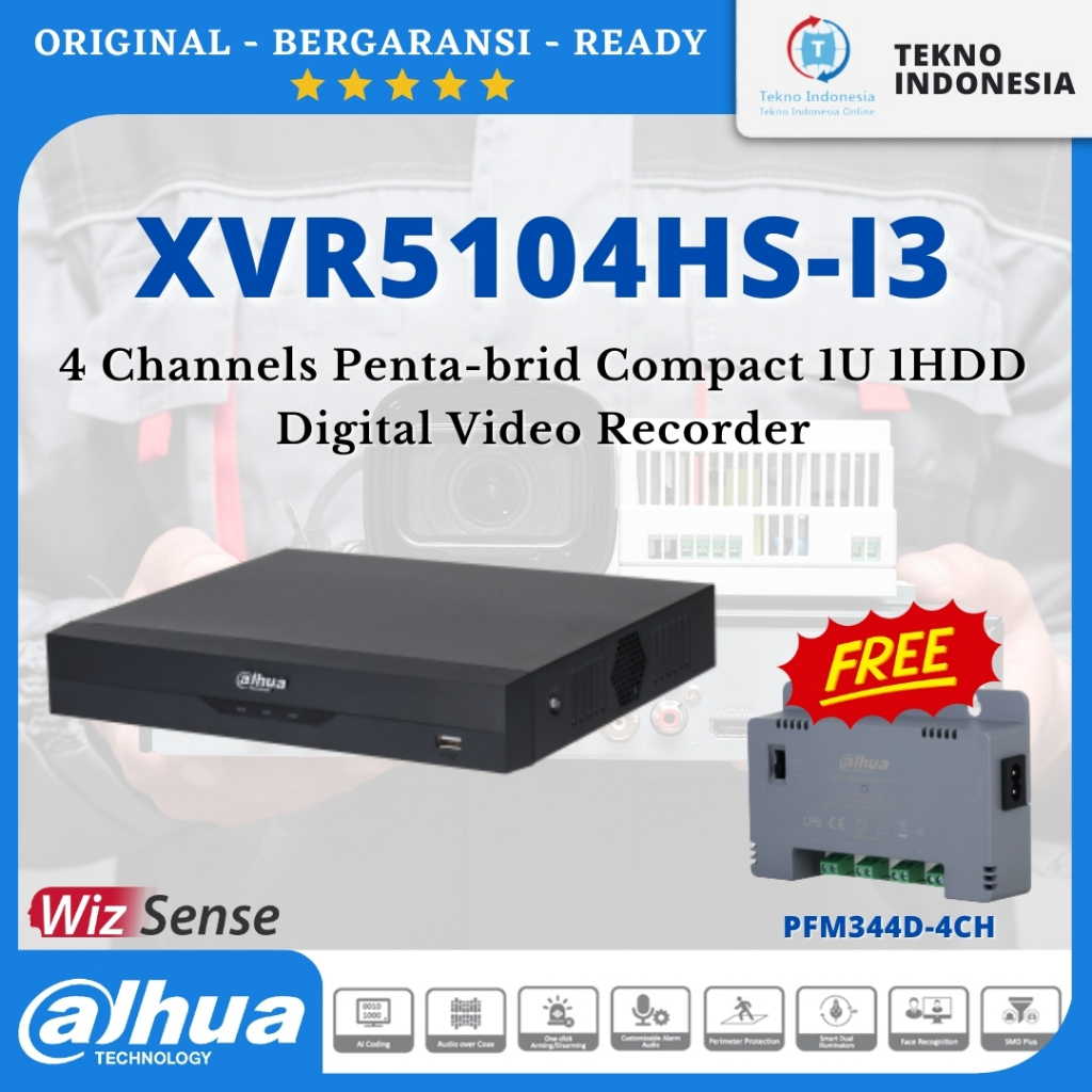 Jual Dahua XVR5104HS-I3 4Ch Up To 5MP Lite 5M-N/1080P 1 slot HDD ...