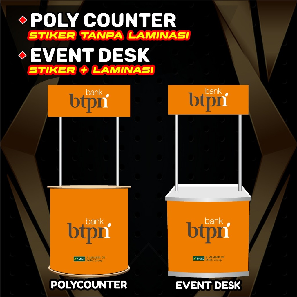 Jual Meja Promosi Polycounter Curve Custom BANK BTPN/Event Desk ...