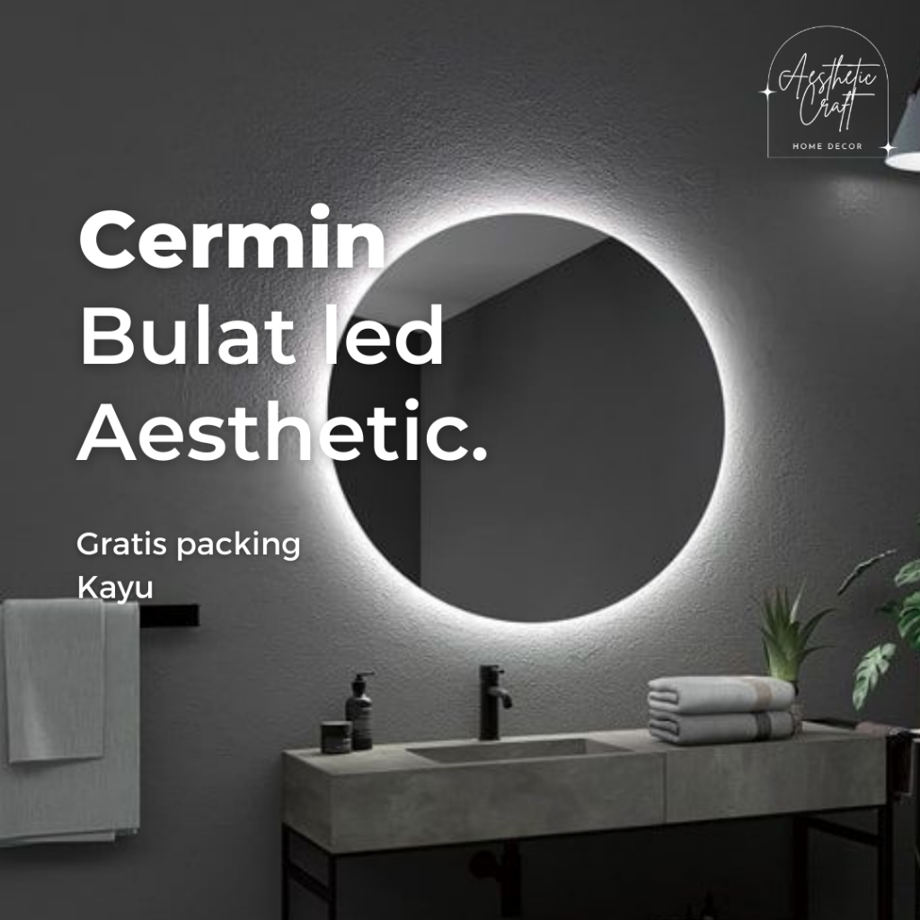Jual Cermin Kaca LED Dinding Bulat Aesthetic | Shopee Indonesia