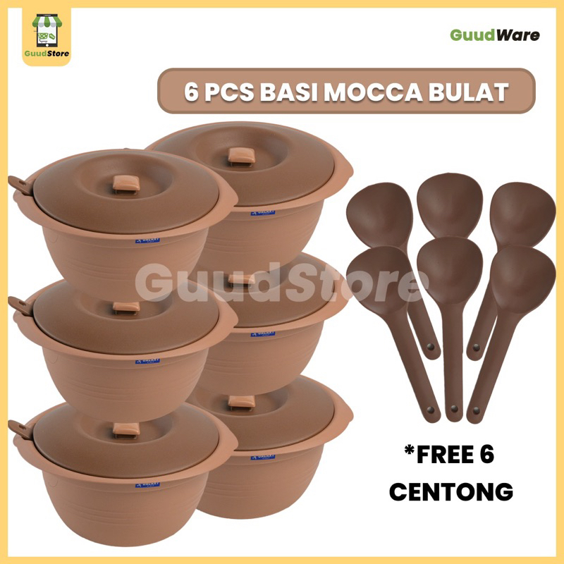 Jual ( 3 -6 Pcs ) Prasmanan set Mocca series Super tebal dengan tutup + Centong / Wadah Saji ...