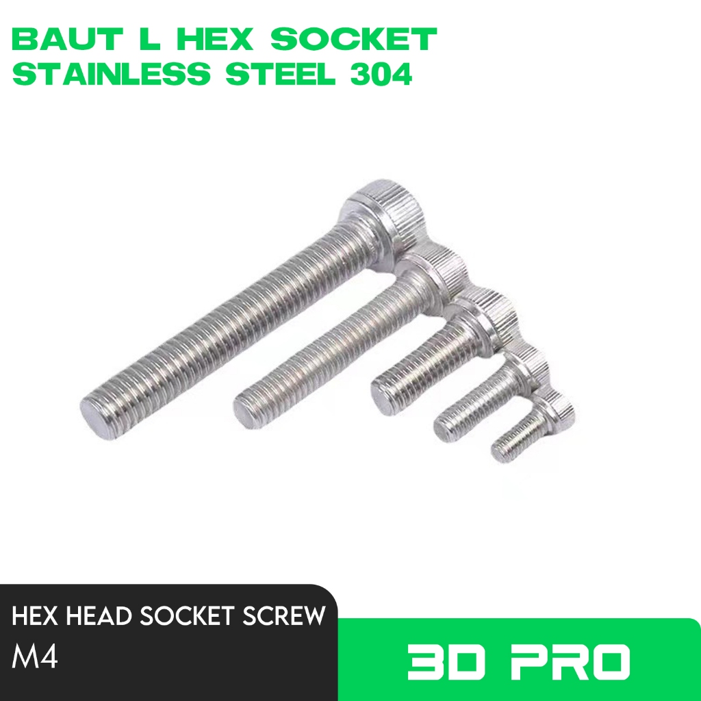 Jual Baut L M4 (6-50mm) Hex Head Socket Screw Stainless Steel SS 304 ...