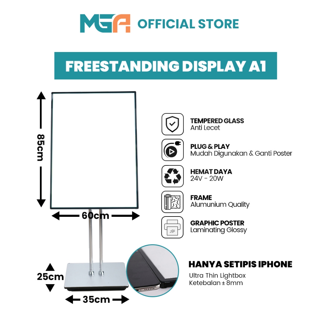 Jual STANDING POSTER SLIM LIGHT BOX LED DISPLAY UKURAN A1 | Shopee Indonesia