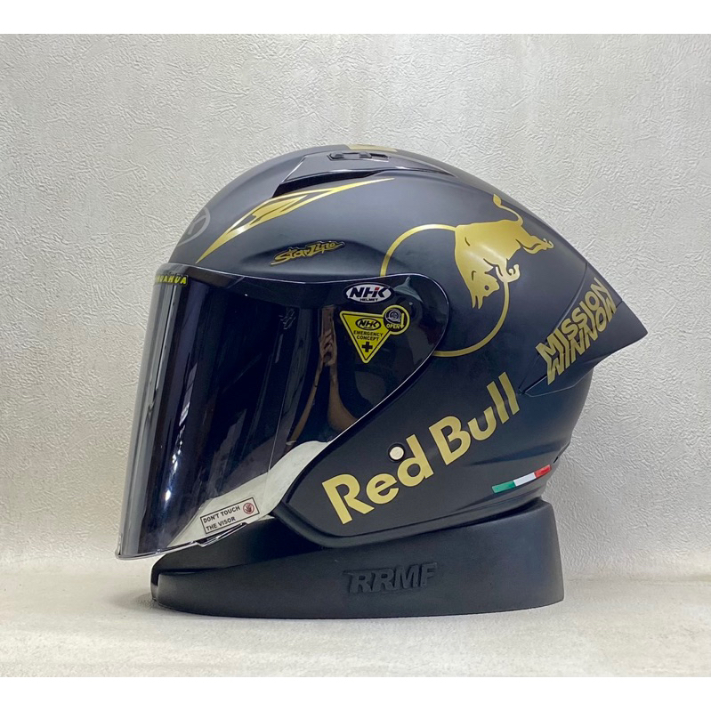 Jual NHK N1 MAX Solid Black Doff || Paket Stiker Red bull Gold - Helm ...