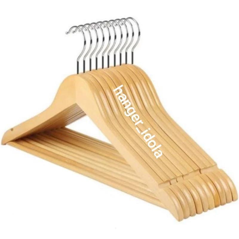 Jual ( ISI 6 PCS ) HANGER KAYU PALANGAN DEWASA HARGA PER ( 6 BH ...