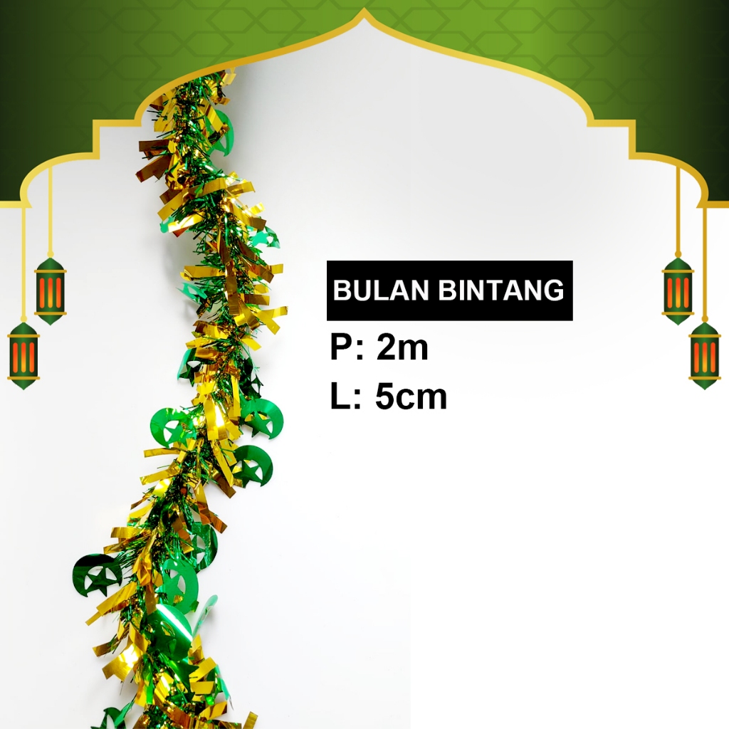 Jual Slinger Bulan Bintang Hijau/Slinger Idul Fitri/Hiasan Lebaran/Dekorasi Ramadhan | Shopee ...