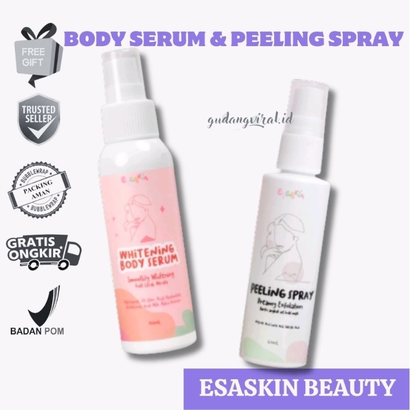 Jual GV ESASKIN PEELING SPRAY DAN BODY SERUM PEMUTIH BADAN VIRAL ...