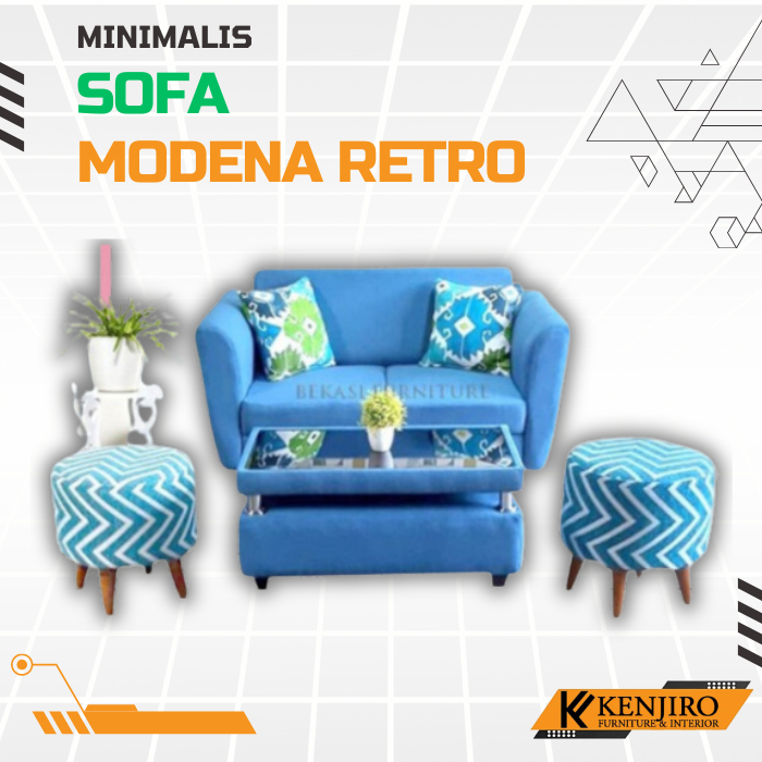 Jual Sofa Retro Minimalis Modena 2 Seat + 2 Stool + Meja | Shopee Indonesia