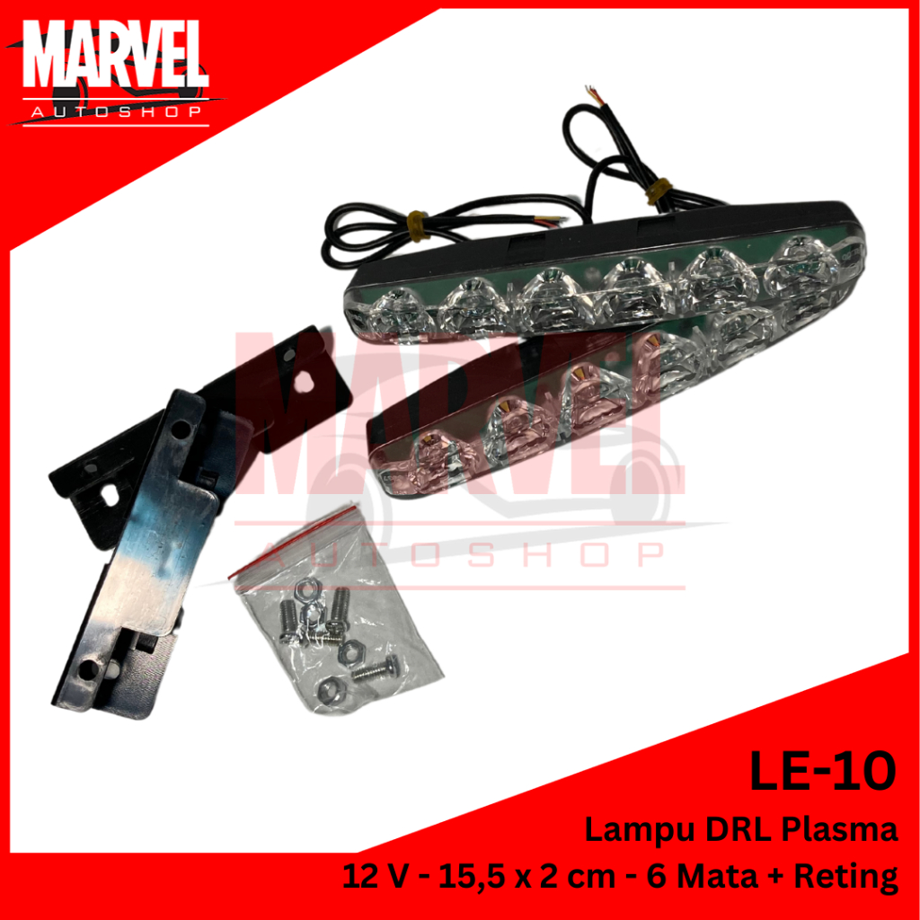 Jual LAMPU LED DRL PLASMA 6 MATA LED + RETING WARNA PUTIH 12 VOLT-TR25 ...