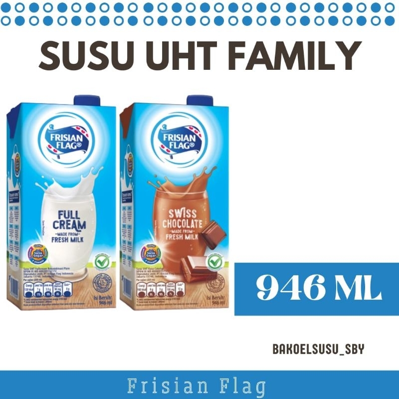Jual Frisian Flag Family UHT Full Cream 946 ml / Frisian Flag Family UHT Swiss Chocolate 946 ml ...