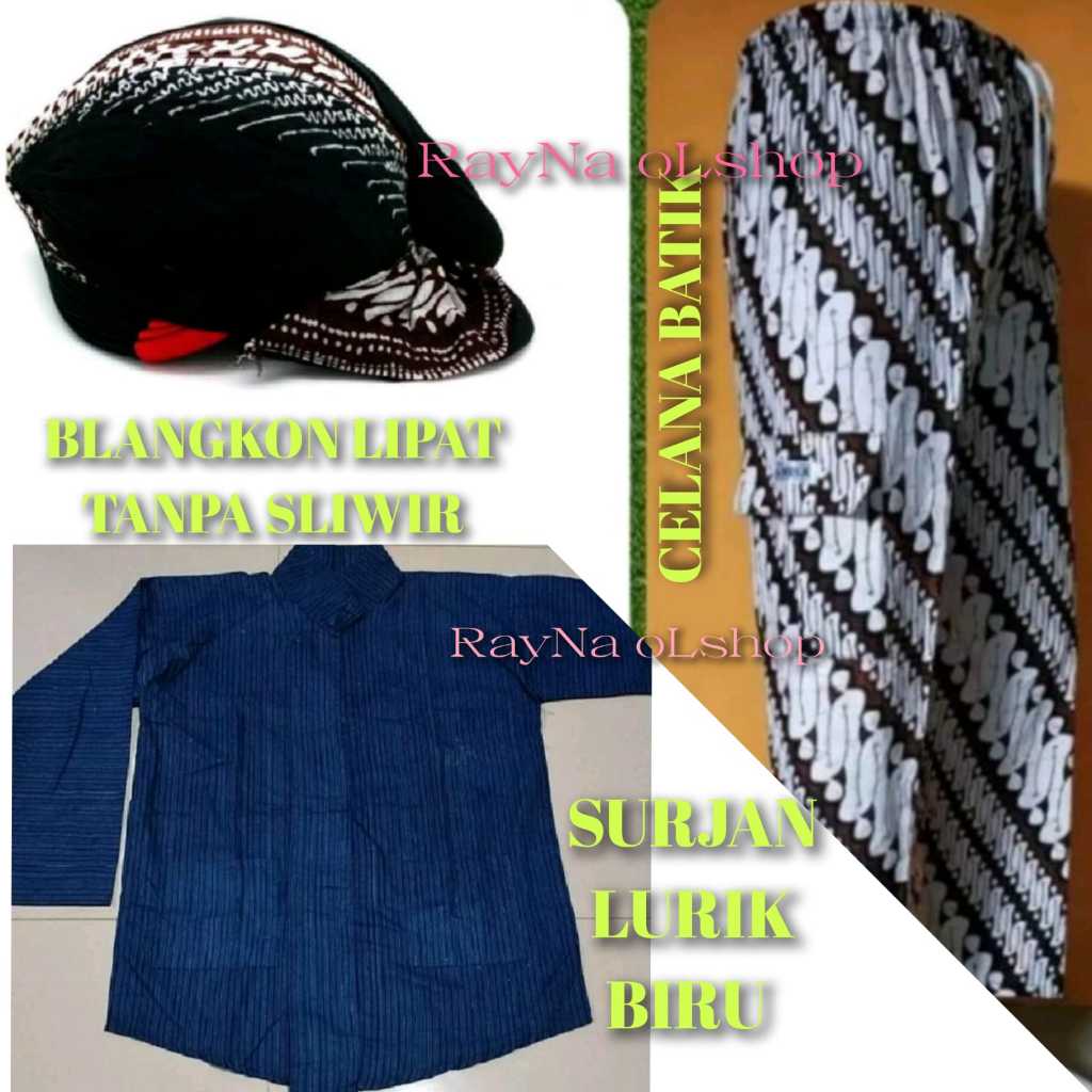 Jual SET PAKAIAN ADAT JAWA PRIA / LAKI | SURJAN LURIK BIRU + CELANA BATIK + BLANGKON LIPAT TANPA ...