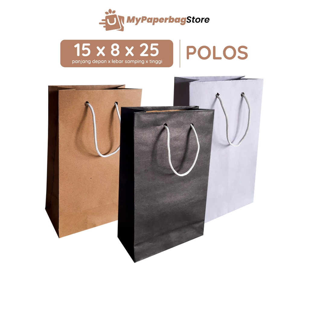 Jual Paperbag Polos Tas Kertas 15x8x25 (Wafer) Cokelat Putih Hitam ...