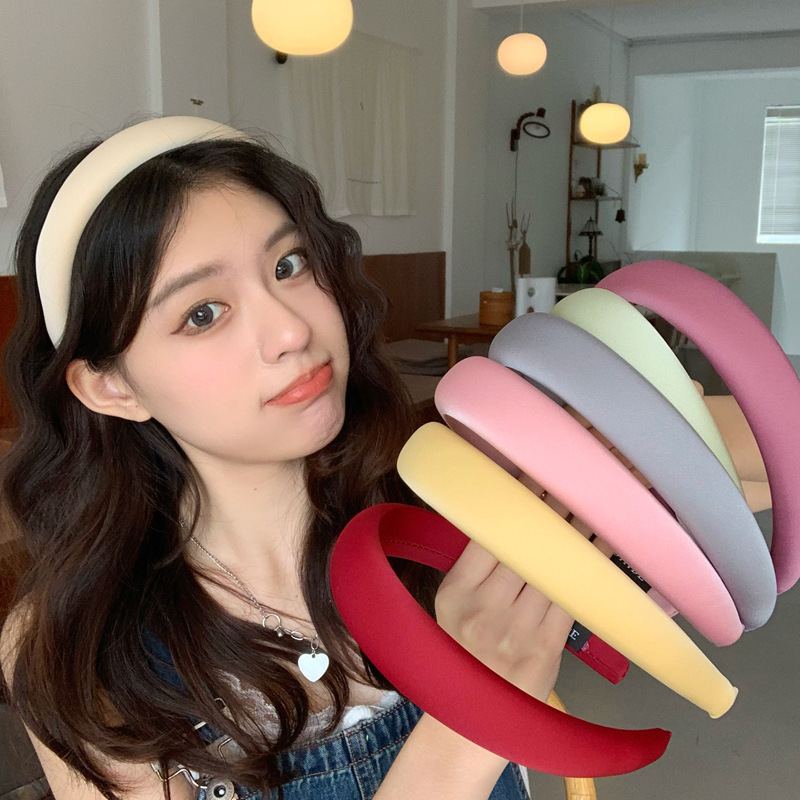 Jual Korean Bando Sponge Candy Women Soft Solid Color Padded Wide ...
