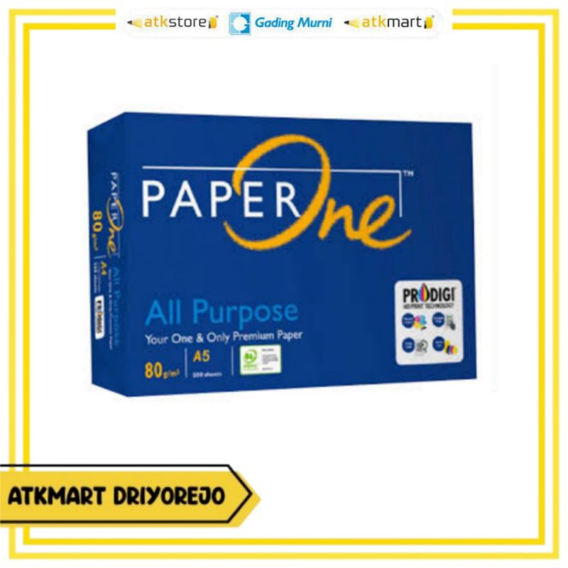 Jual KERTAS HVS PAPERONE A5 80 GRAM ISI 1 RIM 500 LEMBAR PUTIH POLOS ...