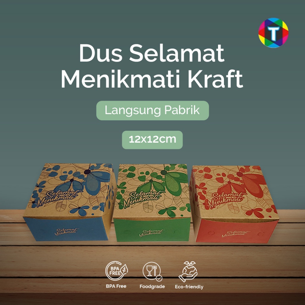 Jual Dus Kue Selamat Menikmati Kraft 12 x 12 cm Motif 275 gsm / Kardus ...