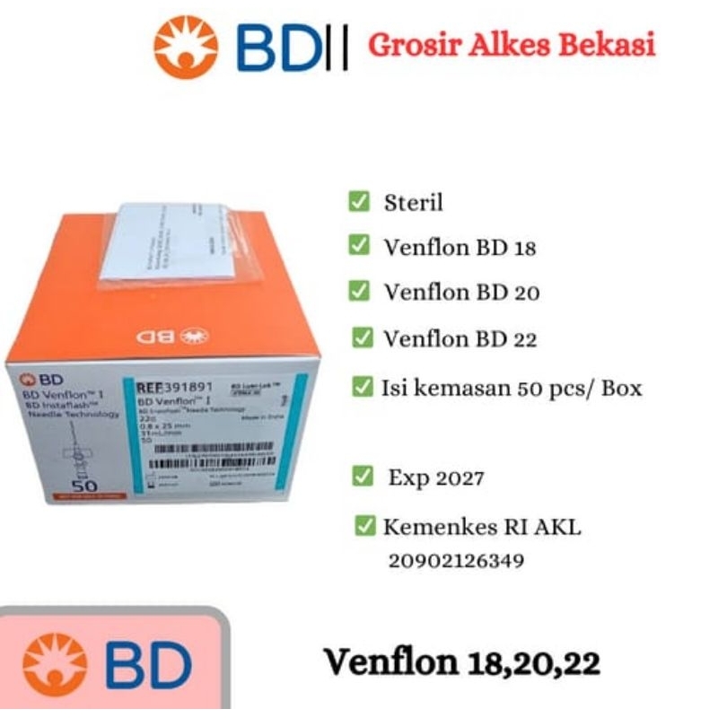 Jual BD Venflon IV Cannula No 18/20/22 Harga/Pcs | Shopee Indonesia