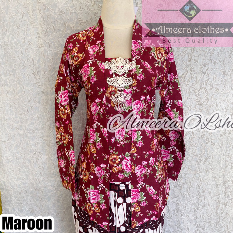 Jual kebaya kembang / kebaya bunga kutubaru bahan katun | Shopee Indonesia