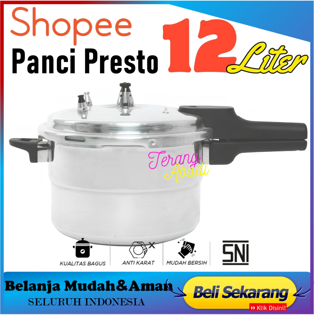 Jual Panci Presto 12 Liter - Bahan Kuat & Tebal Pressure Cooker 28 cm 12 Liter Body Stainless ...