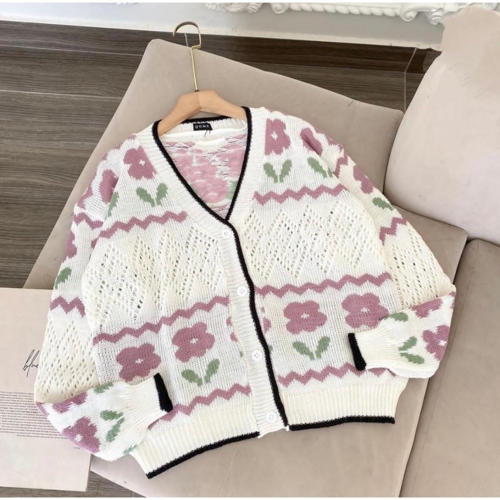Jual Fluor.Inc - Cardigan Rajut Wanita Allsize Premium / Cardigan Rajut Wanita Yura Bunga ...