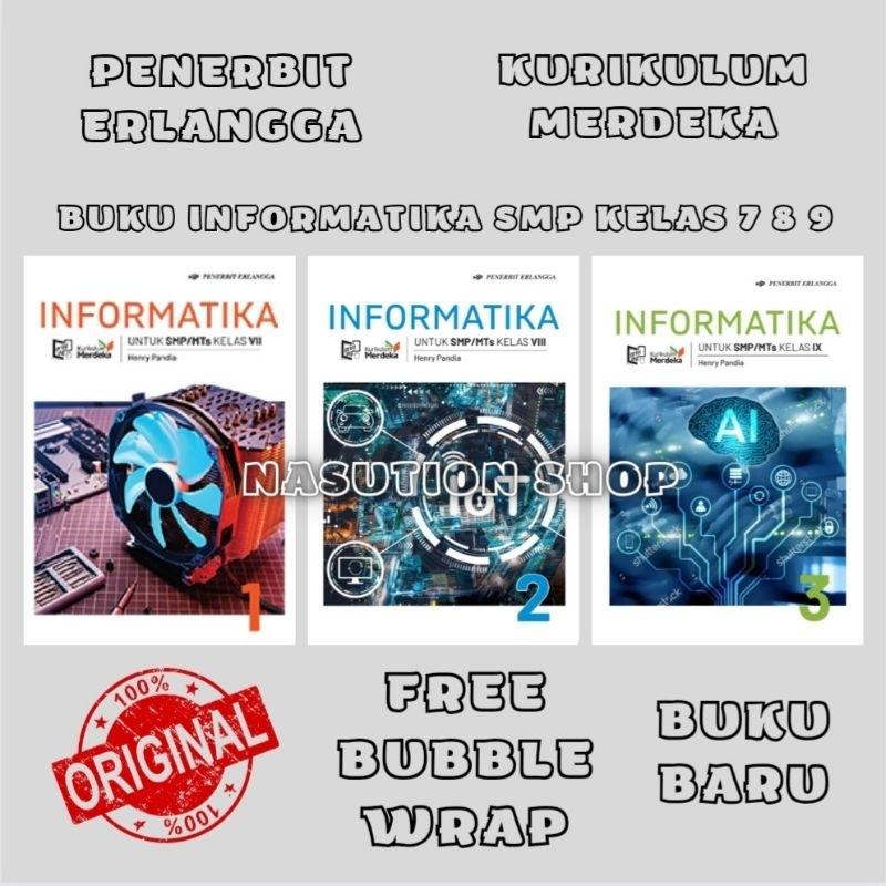 Jual Buku Informatika Kelas 1 2 3 / 7 8 9 SMP/MTs Erlangga Kurikulum Merdeka Km Original ...
